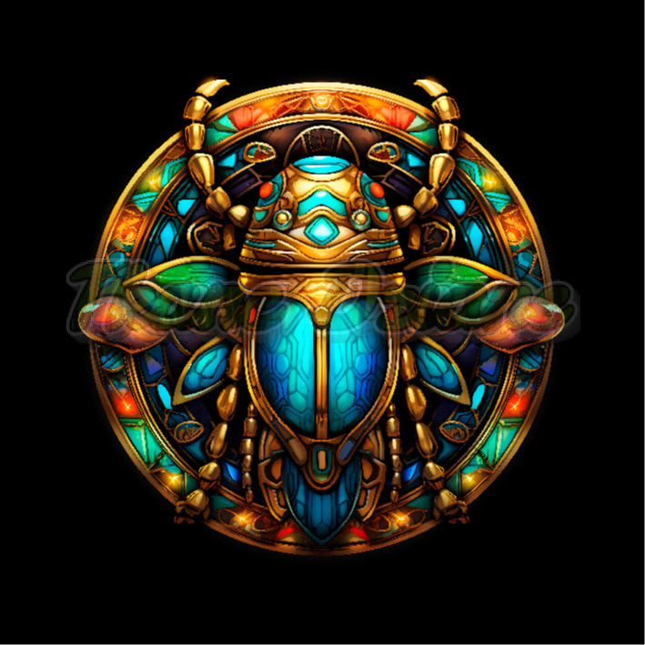 TkaneDziane.pl > PANEL DRUKOWANY ZŁOTY CHRZĄSZCZ KOŁO TŁO CZARNE NR 4